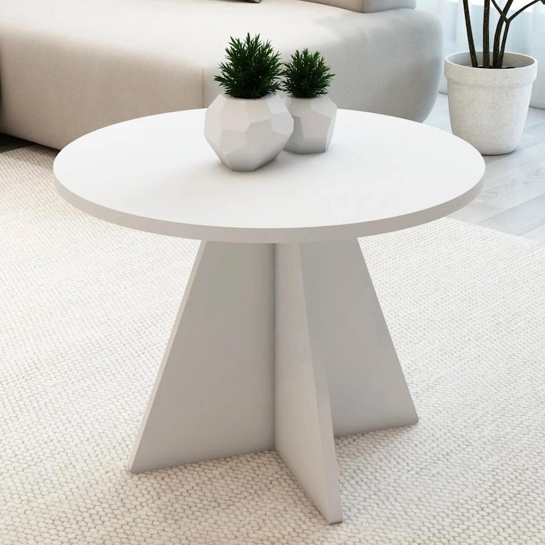 Modern Round Coffee Table 60 Cm Scandinavian Minimalist Living Room ...