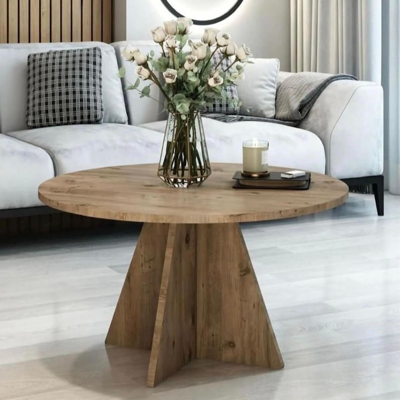 Modern Round Coffee Table 60 Cm Scandinavian Minimalist Living Room ...