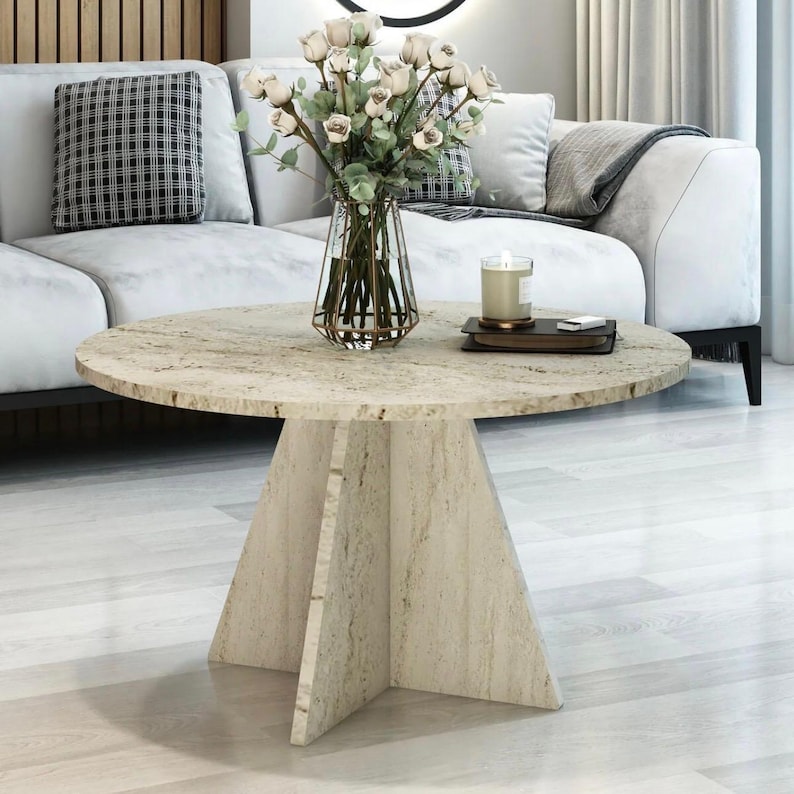 Modern Round Coffee Table 60 Cm Scandinavian Minimalist Living Room ...