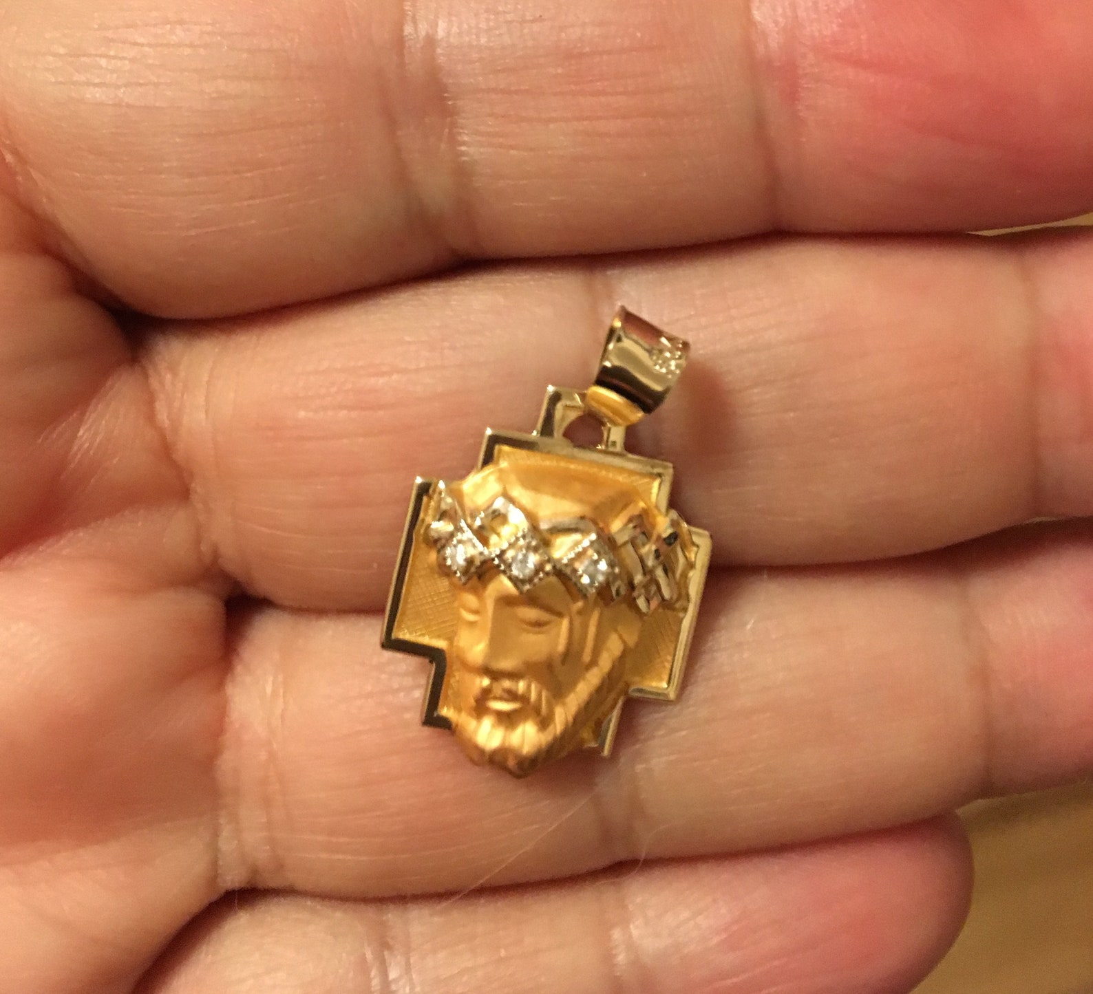 14K Gold Diamond Medium or Large Christ Head Face of Jesus | Etsy