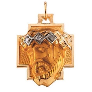 14K Gold Diamond Medium or Large Christ Head Face of Jesus | Etsy