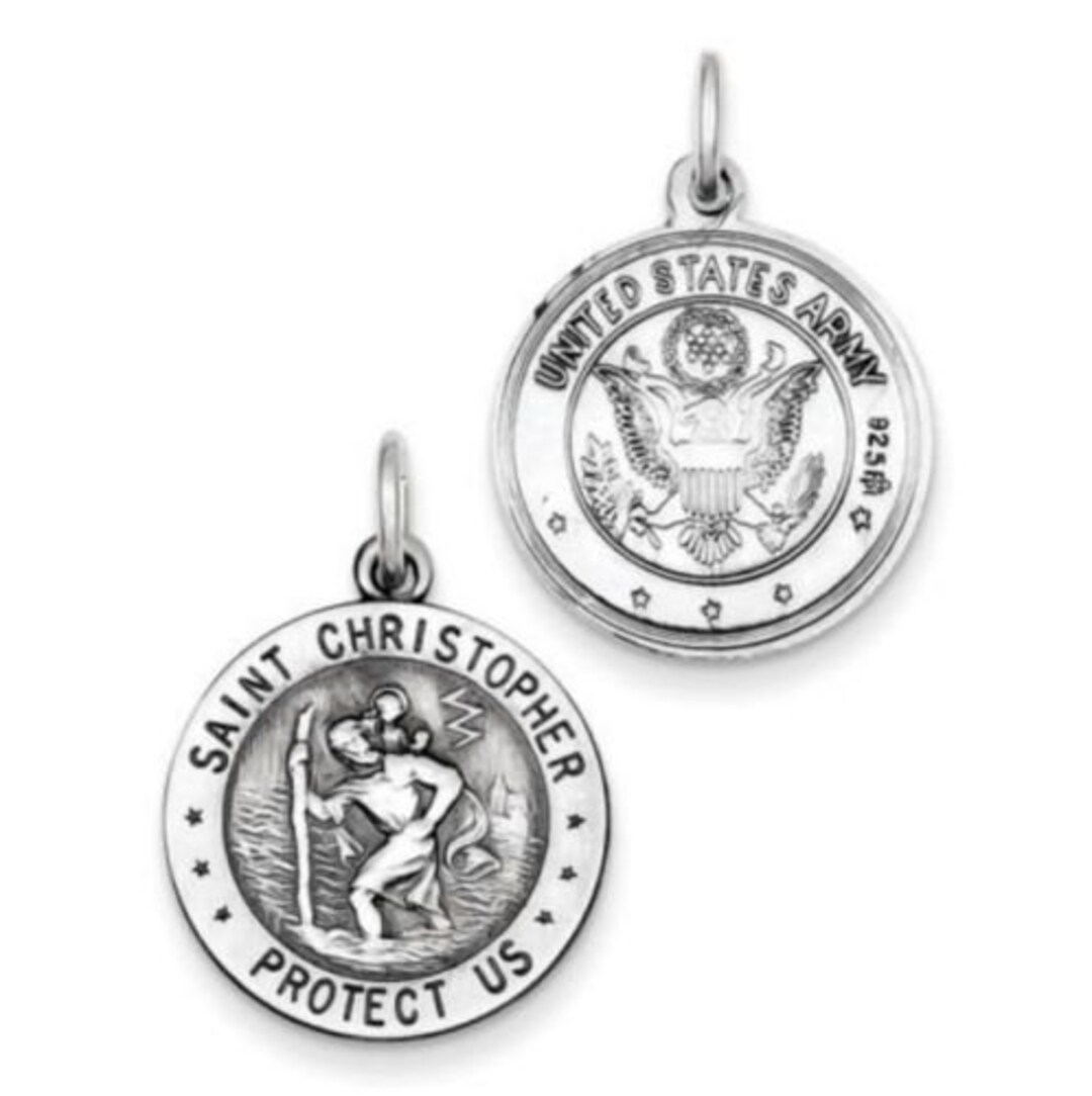USA ARMY and Saint St. Christopher Vintage or Shiny Army Charm Pendant ...