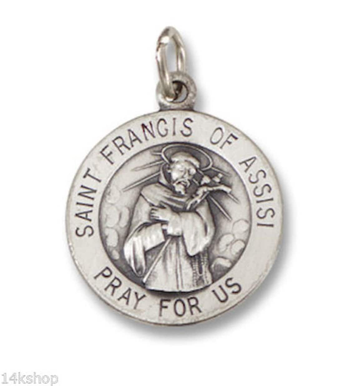 Small or Medium Sterling Silver 925 St. Saint Francis of Assisi Animal Pet Lover's Dog Cat ...