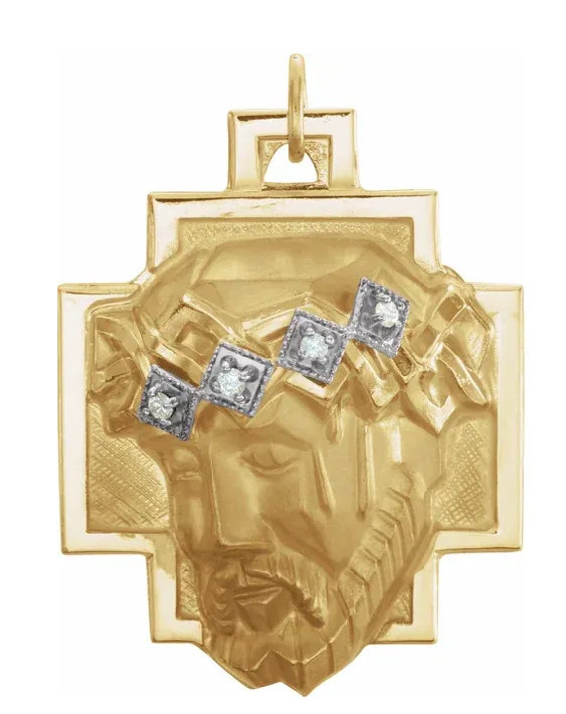 14K Gold Diamond Medium or Large Christ Head Face of Jesus | Etsy