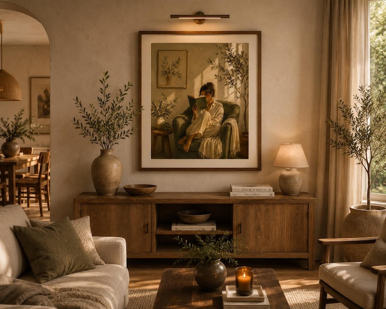 Woman Reading Print – Cozy Library, Book Lover Art (digital Download ...
