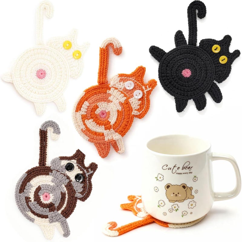 Knit Cat Coaster Pattern - Etsy