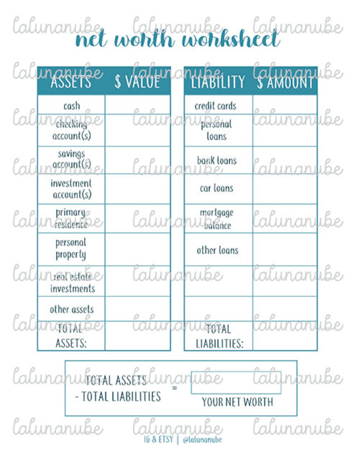 Net Worth Worksheet Free 9+ Net Worth Statement Samples In P