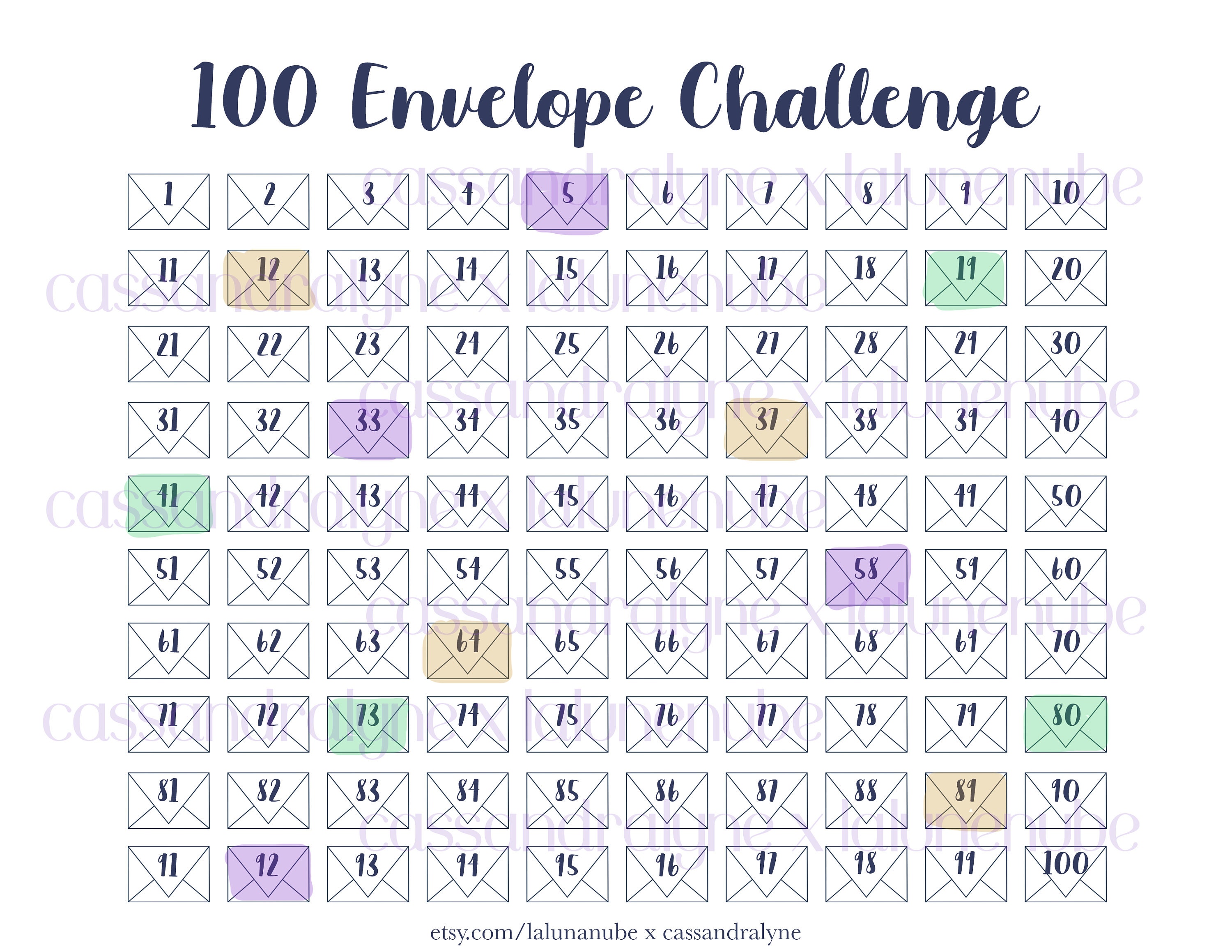 100 Envelope Challenge Chart Printable Printable Word Searches