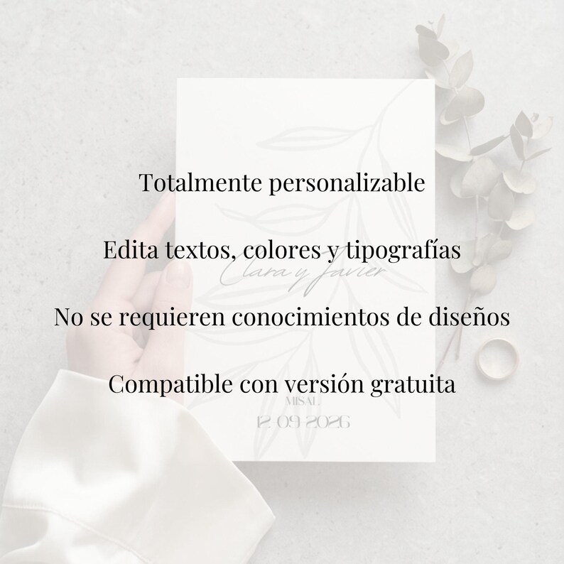 Minimalist Wedding Missal | Editable Mass Program With Olive Branch ...