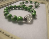 Items similar to Green Evil Eye Crackle Glass Accents Glass Bead ...