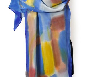 Hand painted silk shawl/Painting abstract shawl/Luxury | Etsy