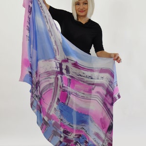 Hand Painted Abstract Silk Shawl/painted Silk Scarf/women Silk Shawl ...