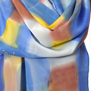 Hand Painted Silk Scarf/abstract Painting Scarf/luxury Silk/long Woman ...