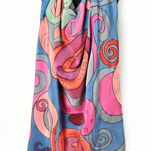 Abstract Hand Painted Silk 100% Scarf/painting Luxury Shawl/scuare ...