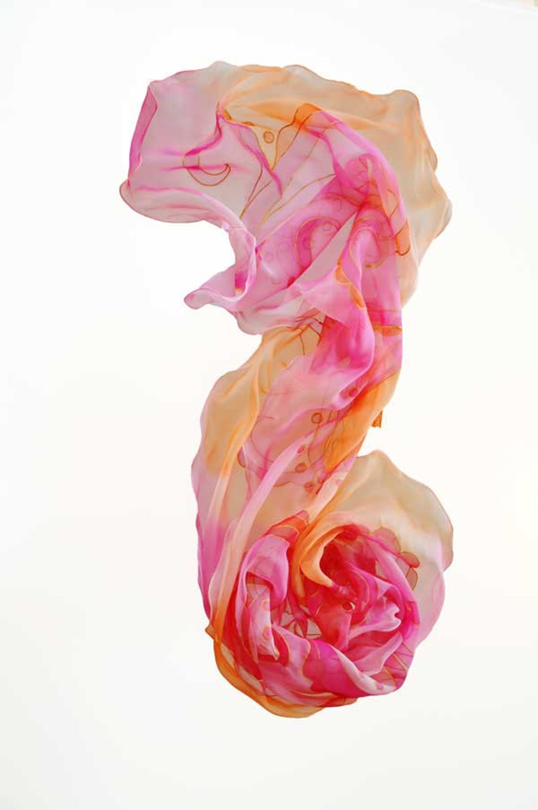 Hand Painted Abstract Silk Scarf/painted Silk Women Silk Shawl/woman ...