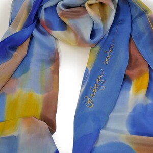 Hand Painted Silk Scarf/abstract Painting Scarf/luxury Silk/long Woman ...