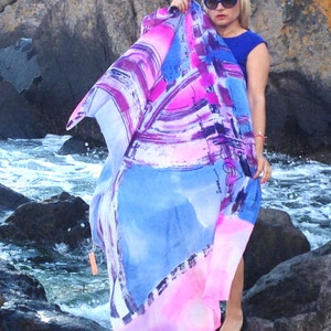 Hand Painted Silk Shawl, Luxury Silk Shawl, Silc Scarf, Luxury 100% ...