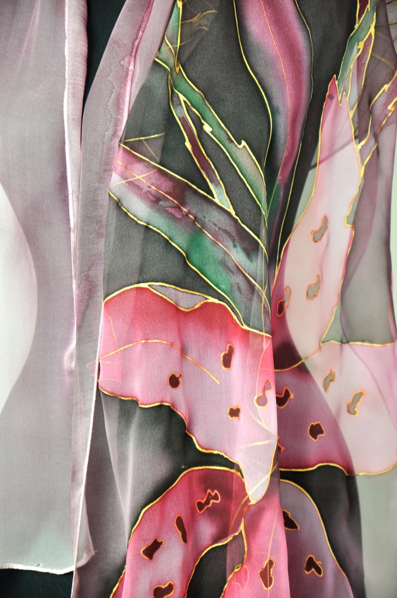 Hand-painted Silk Scarf, Women Floral Wrap, Long Handmade Shawl - Etsy