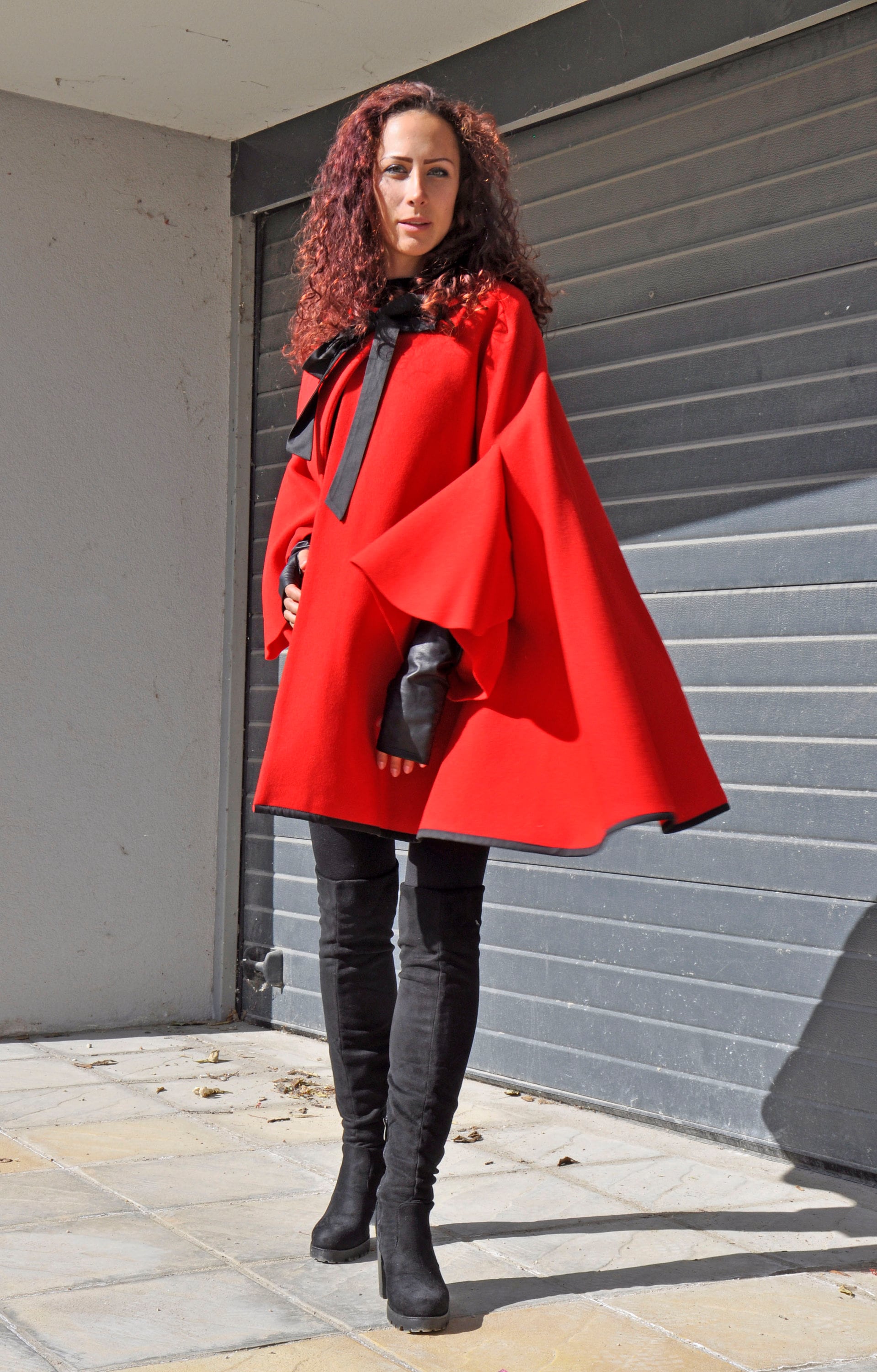 Red Cashmere Cape Coat/ 100% Wool Extravagant Cape/ Maxi Red Cape Cloak ...