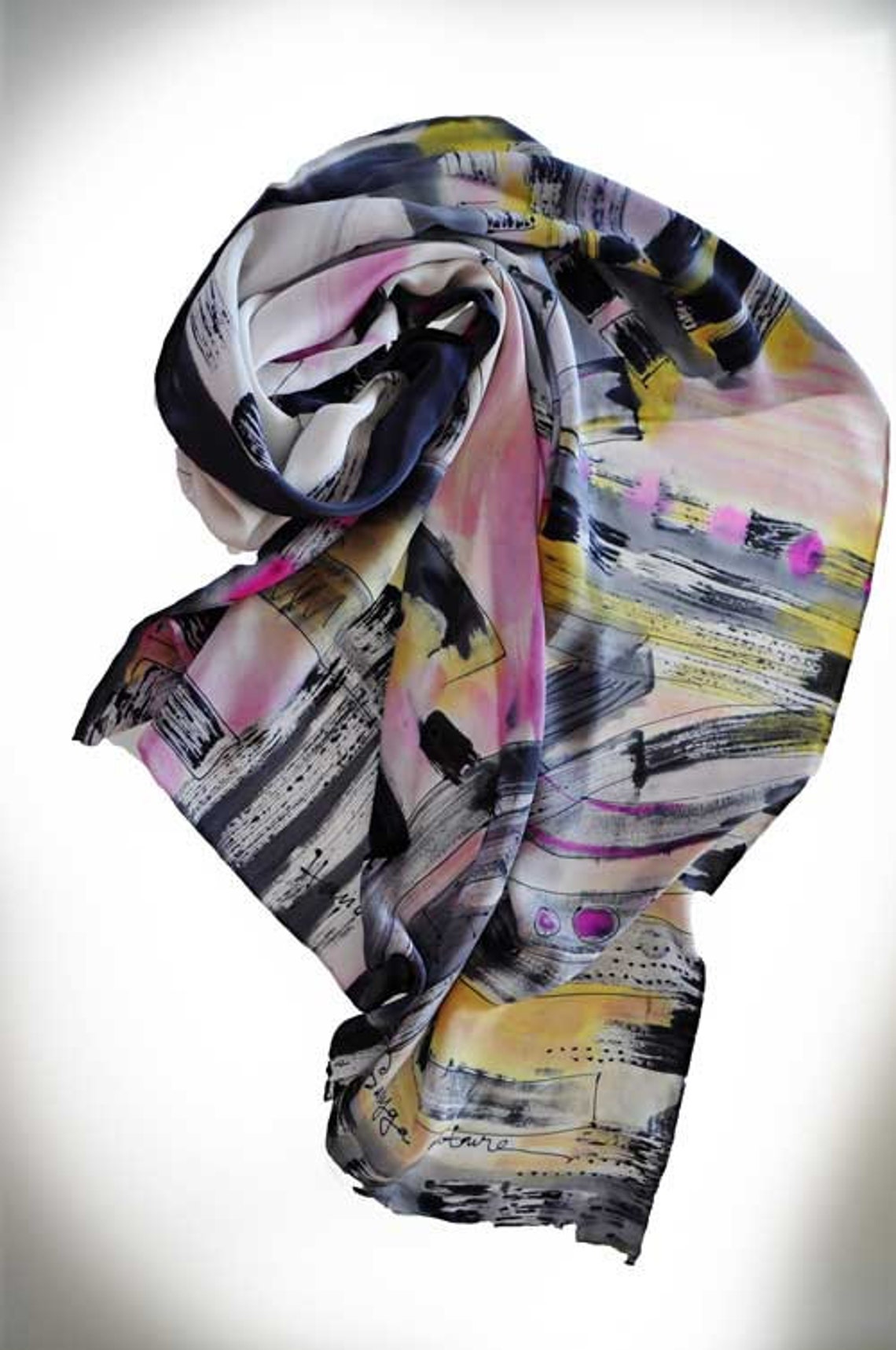 Hand Painted Silk Scarf/abstract Silk Shawl/painting - Etsy