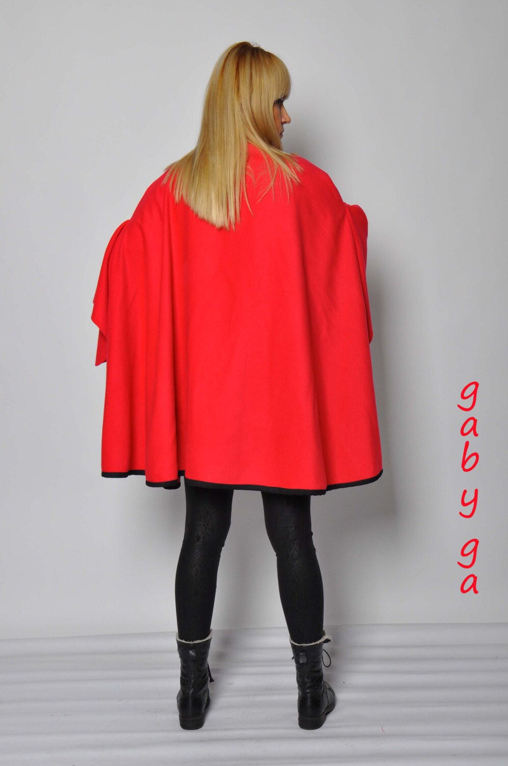 Red Cashmere Cape Coat/ 100% Wool Extravagant Cape/ Maxi Red Cape Cloak ...