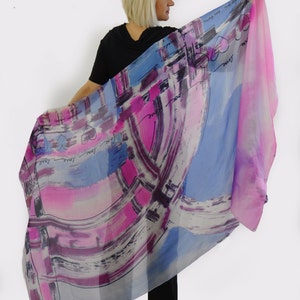 Hand Painted Abstract Silk Shawl/painted Silk Scarf/women Silk Shawl ...