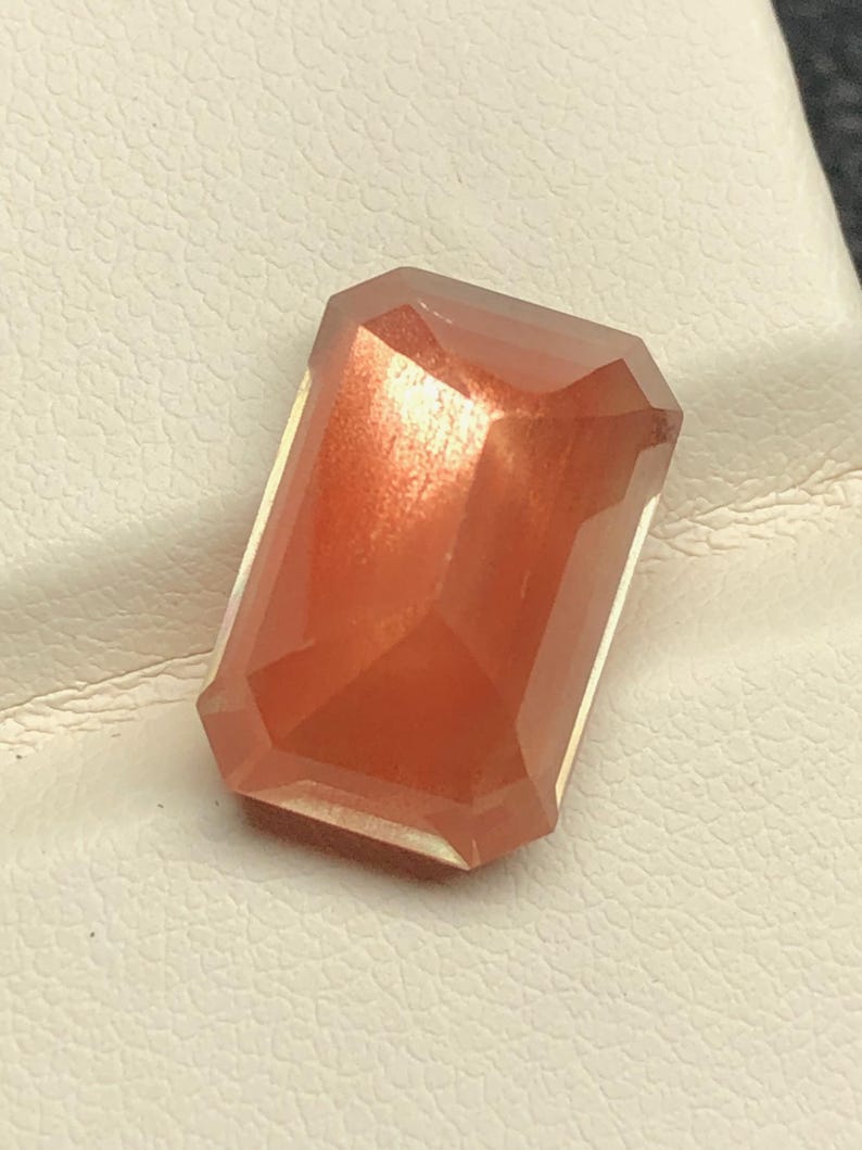 Peachy Red Oregon Sunstone Octagon Gemstone, 9.45 Carats, 15x10mm ...