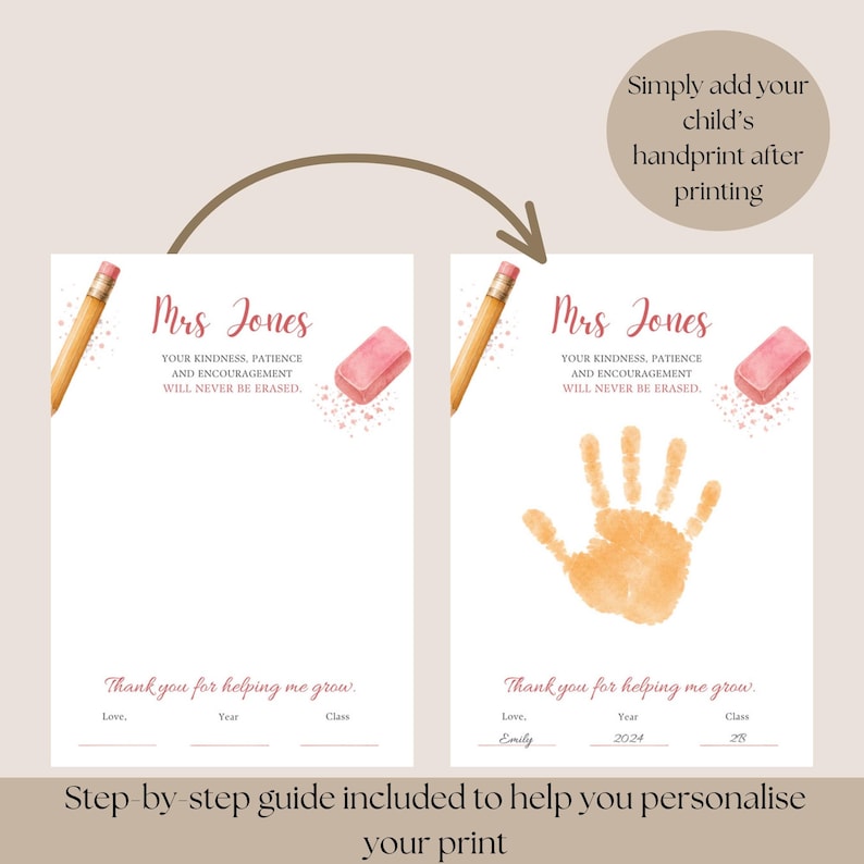 Teacher Appreciation Handprint Gift, Printable Keepsake From Students ...
