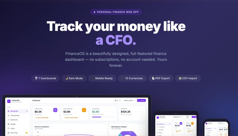 Financeos Personal Finance Web App | Budget Tracker, CSV Import, PDF ...