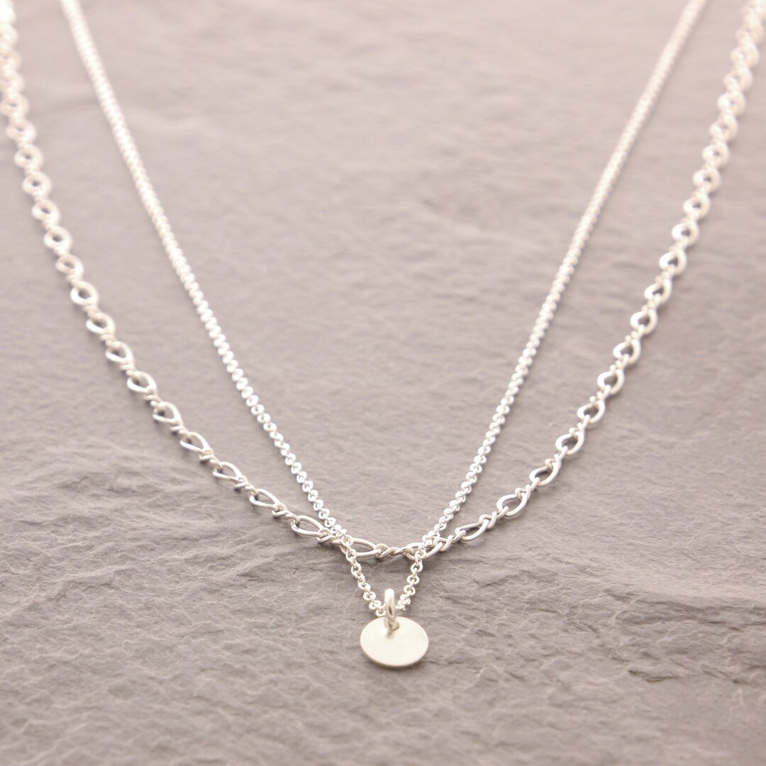 Sterling Silver Layering Necklace Set, Silver Layered Necklace, Dainty ...