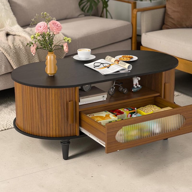 Oval Coffee Table Fluted - Etsy
