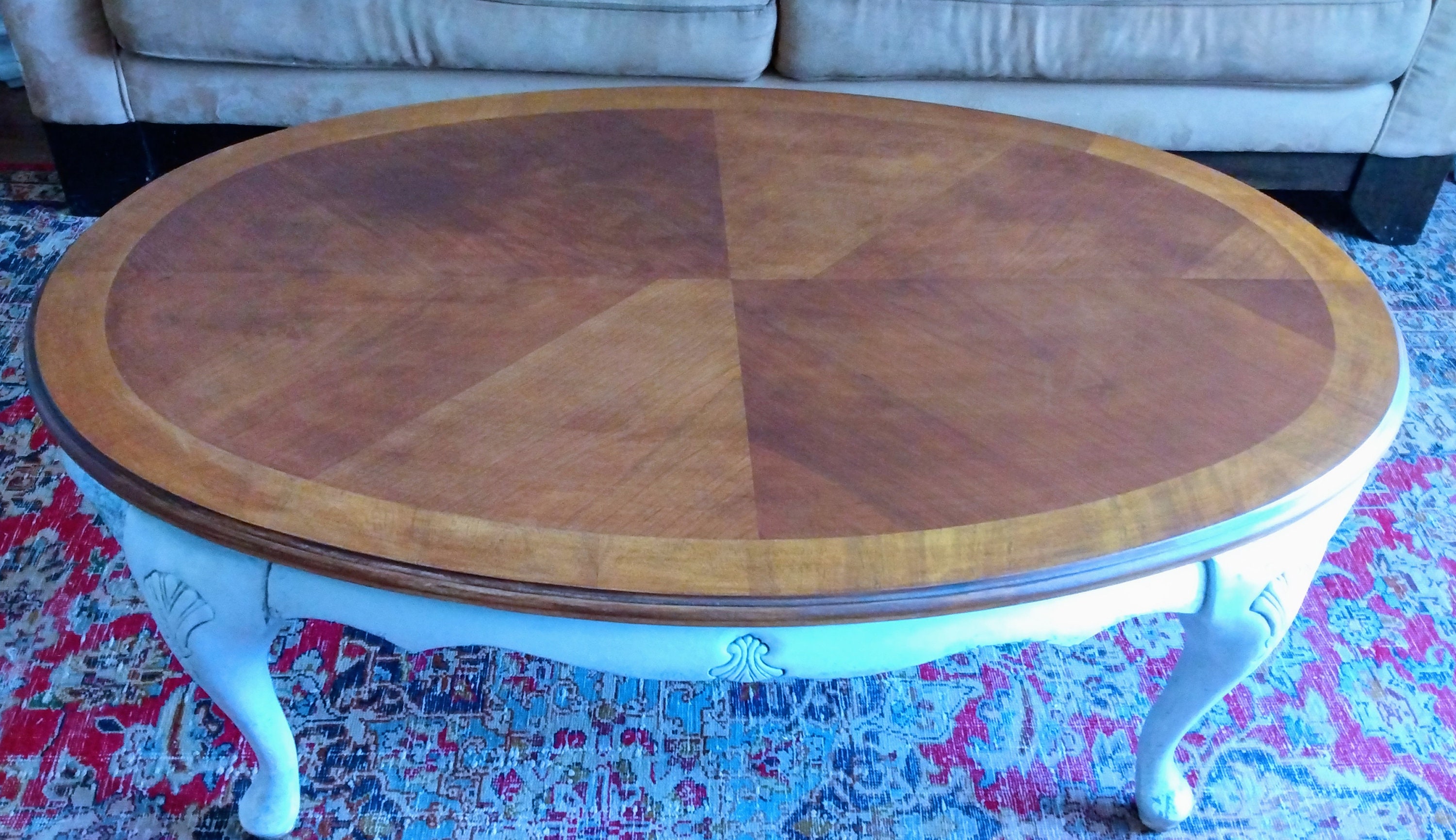 French Country Oval Coffee Table // Two Tone Antiqued // White - Etsy UK
