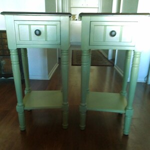 Pair of Two Tone Sage Green Farmhouse Cottage End Tables or Nightstands ...