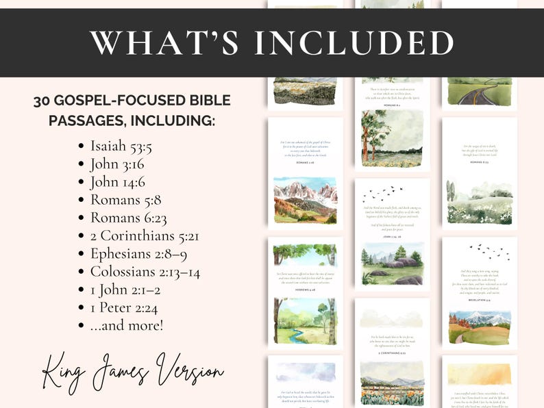 Gospel Bible Memory Verse Cards, Printable KJV Scripture Cards ...