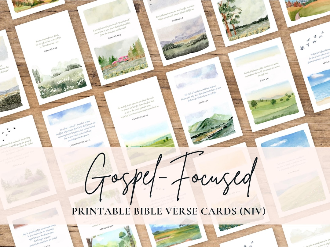 Gospel Bible Memory Verse Cards, Printable NIV Scripture Cards ...