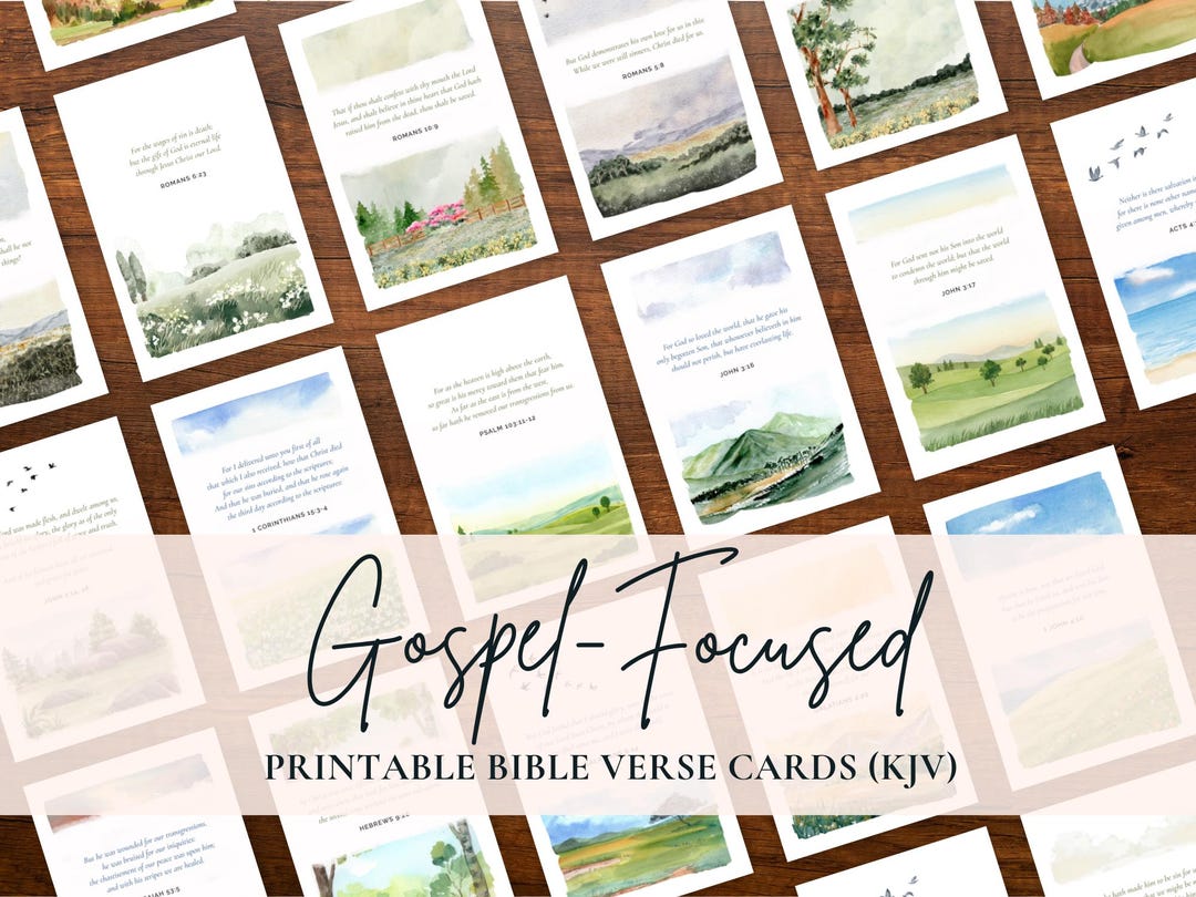 Gospel Bible Memory Verse Cards, Printable KJV Scripture Cards ...
