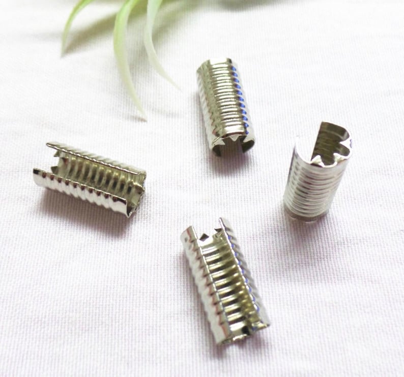 Finding - 10 Pcs Silver Large Metal Fold Over Crimp Head Clips Without ...