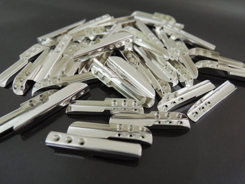 Finding - 20 Pcs Silver Metal Fold Over Crimp Head Clips for 2mm Round ...