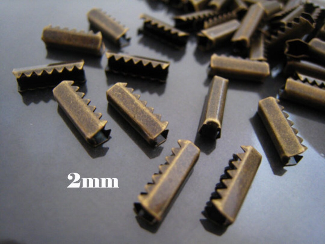 Finding - 10 Pcs Antique Brass Metal Fold Over Strong Crimp Head Clips ...