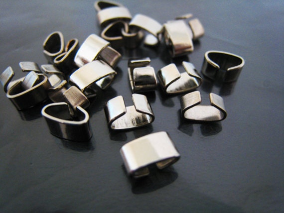 Finding 10 Pcs Silver Metal Without Loop Fold Over Crimp | Etsy