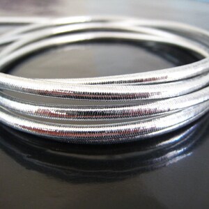 Silver - 5 Yards of 3mm Silver Metallic Round Stretch Elastic Drawcord ...