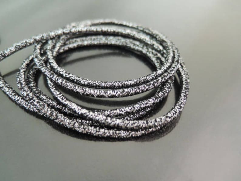Elastic Cord 2mm Metallic Silver Black Round Stretch Elastic | Etsy