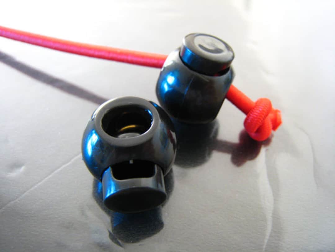 Finding - 2 Pcs Black Plastic Round Ball Buckle Clamp End Lock Cord ...