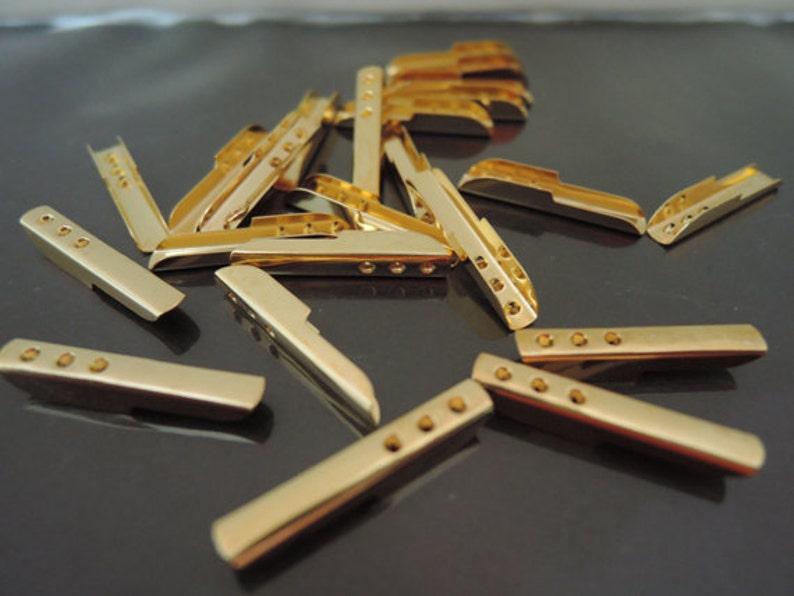 Finding - 20 Pcs Gold Metal Fold Over Crimp Head Clips for 2mm Round ...