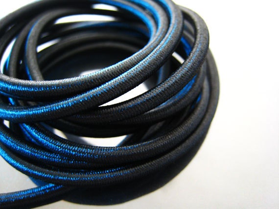 A199 - 5 Yards of 2mm Black Jet Round Stretch Elastic Drawcord Rope ...