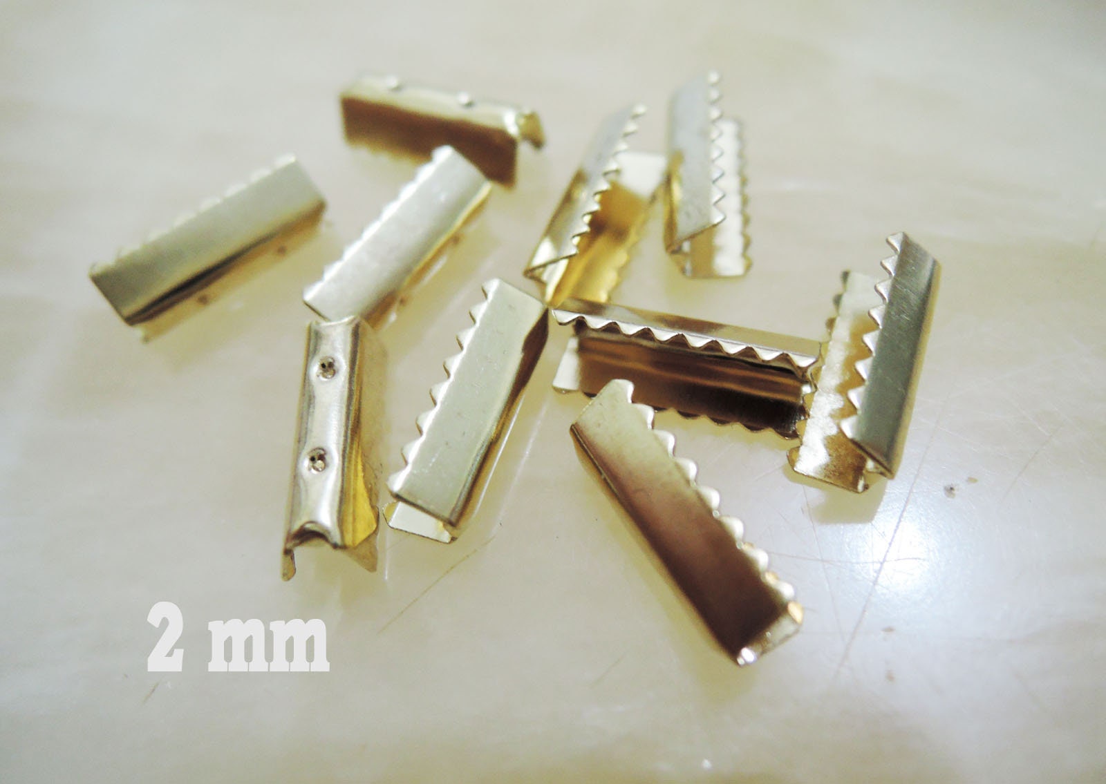 Finding - 10 Pcs Gold Metal Fold Over Strong Crimp Head Clips Without ...