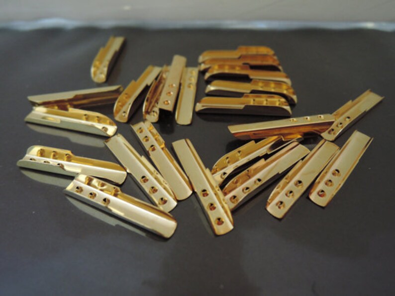 Finding - 20 Pcs Gold Metal Fold Over Crimp Head Clips for 2mm Round ...
