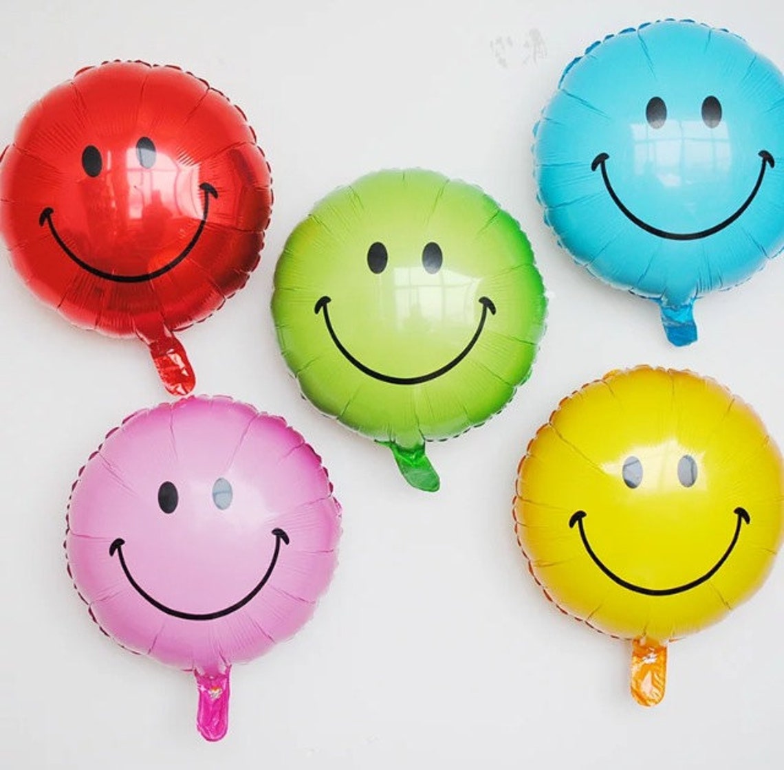 Balloons 18 Inch Smile Face Balloon Emoji Ballon Yellow Red - Etsy