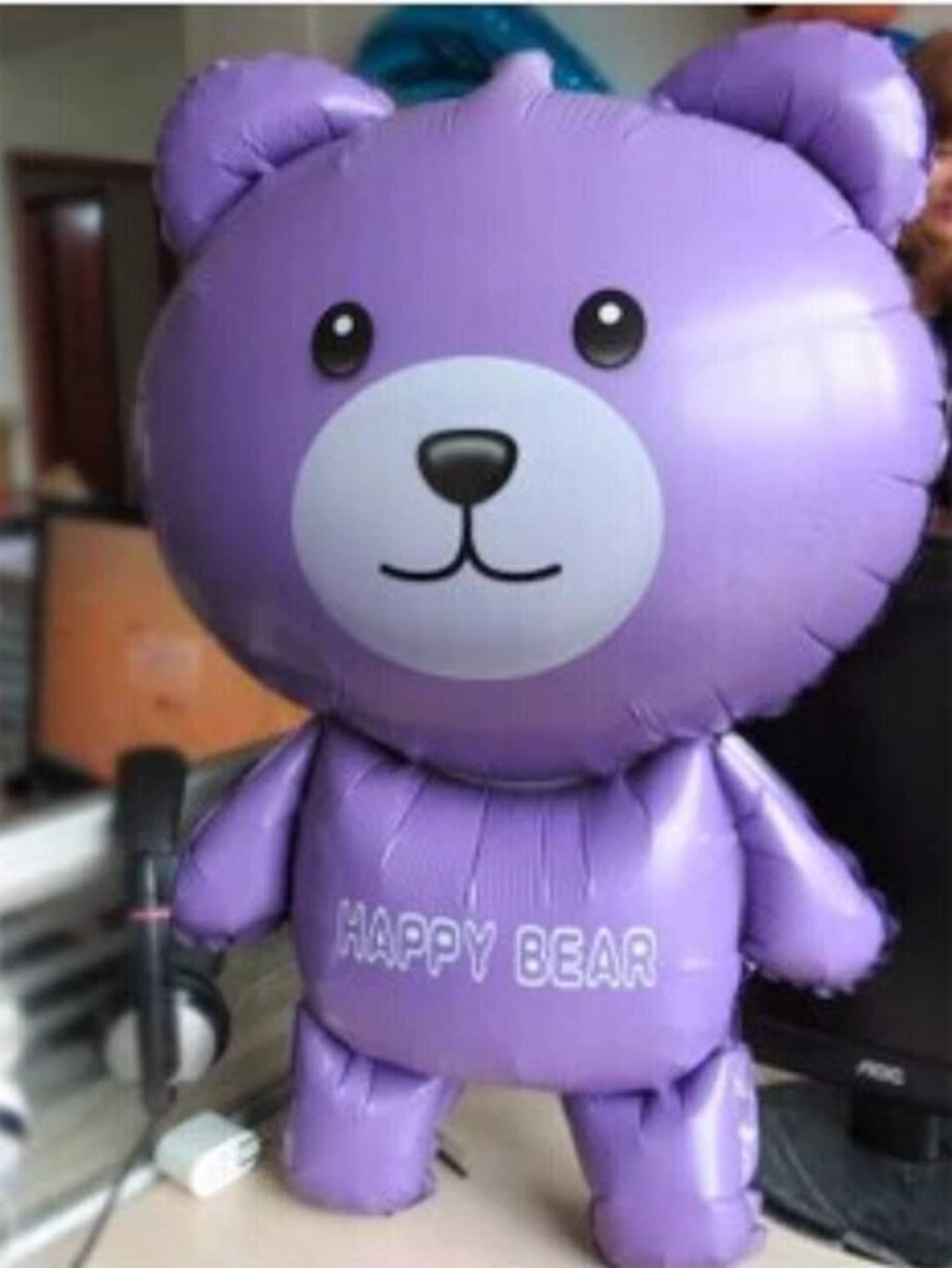 Balloons - HUGE 1 Meter Happy Bear Balloon Purple Ballon Party Ballon ...