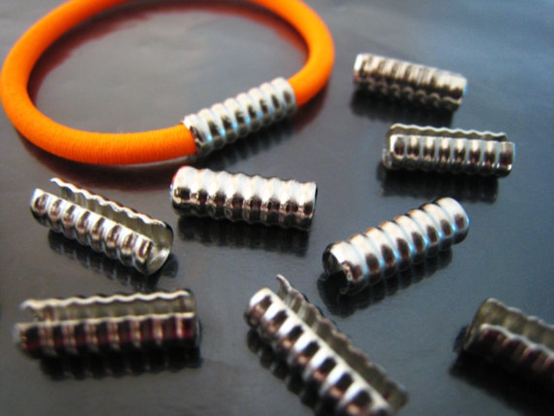 Finding - 10 Pcs Silver Large Metal Fold Over Crimp Head Clips Without ...